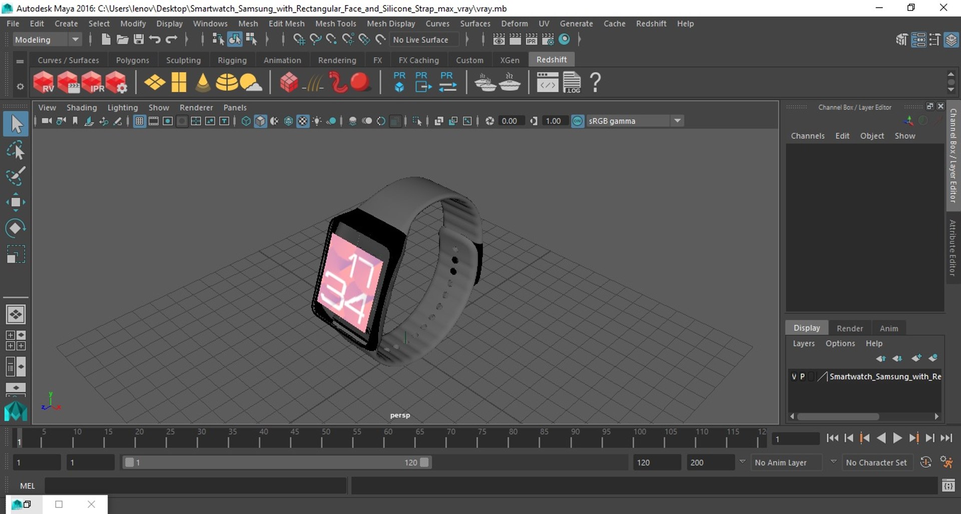 3D Smartwatch Samsung With Rectangular Face And Silicone Strap ...