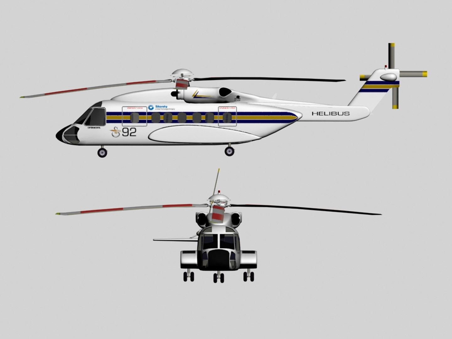 S-92 Helibus Helicopter Sikorsky 3d Model