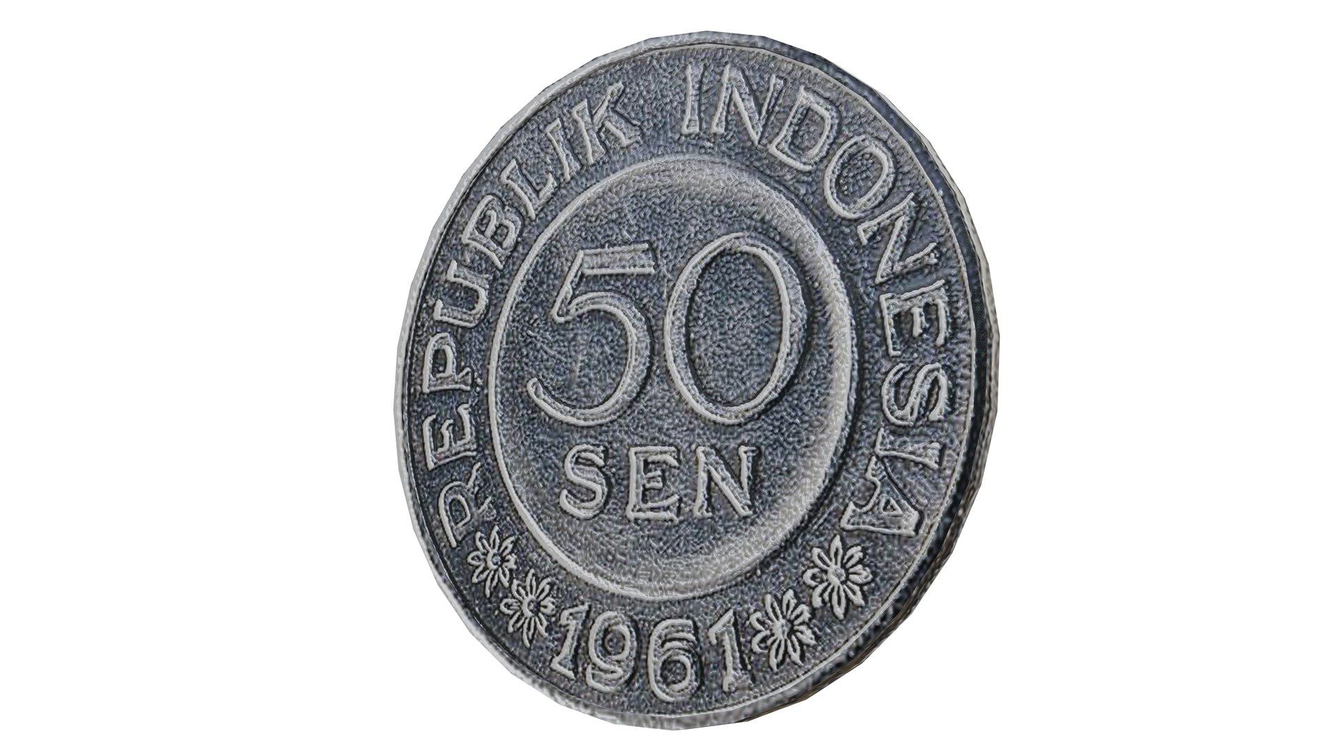 3D Indonesian 50 Sen Coin 1961 Antique Currency With Historical Value ...
