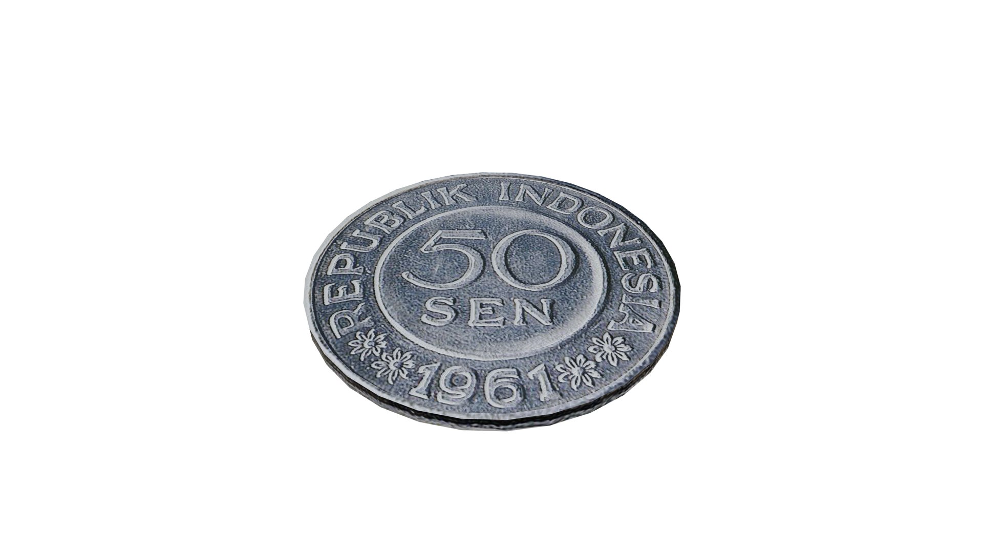 3D Indonesian 50 Sen Coin 1961 Antique Currency With Historical Value ...