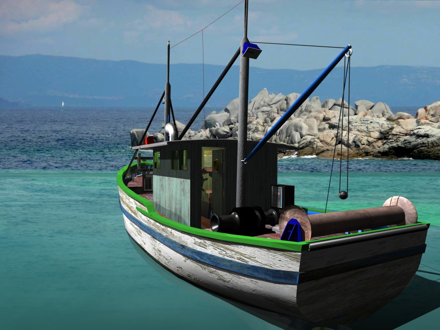 Sawn Fishing Boat Trawler 3d Model