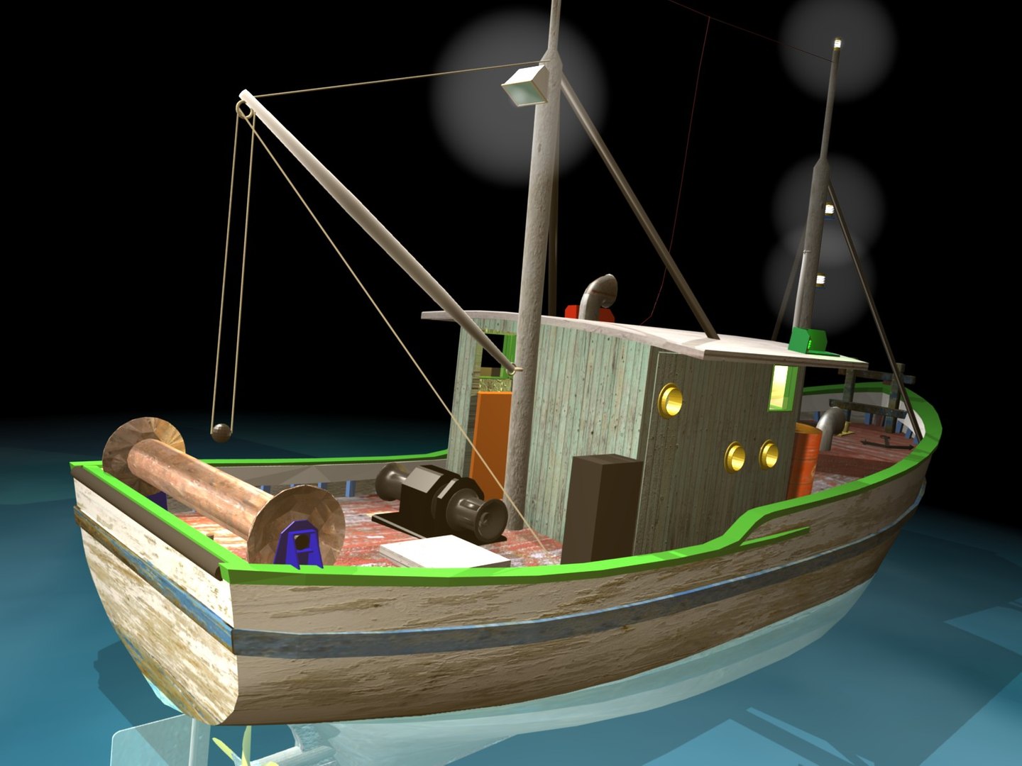 Sawn Fishing Boat Trawler 3d Model