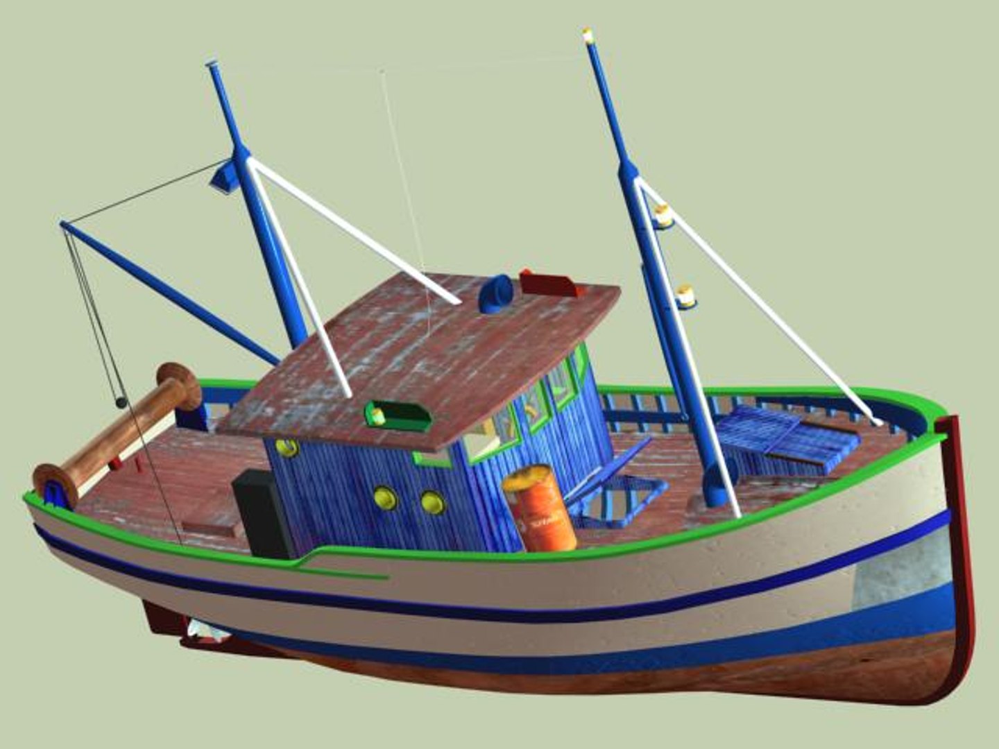 Sawn Fishing Boat Trawler 3d Model