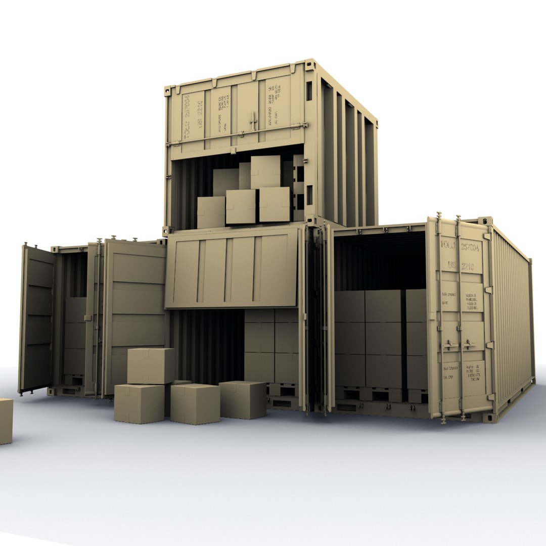 4 Containers 3d Model