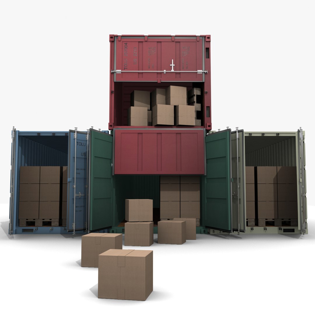 4 Containers 3d Model