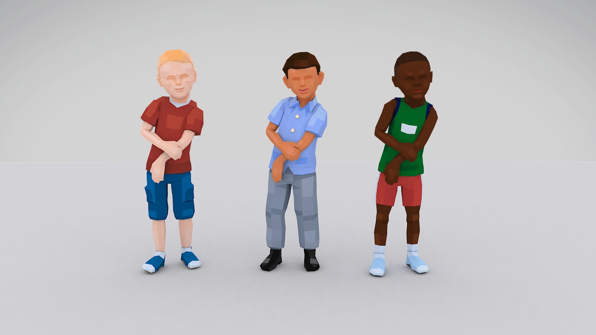 LowPoly Little Kids Rigged Bundle 3D Model - TurboSquid 1780379