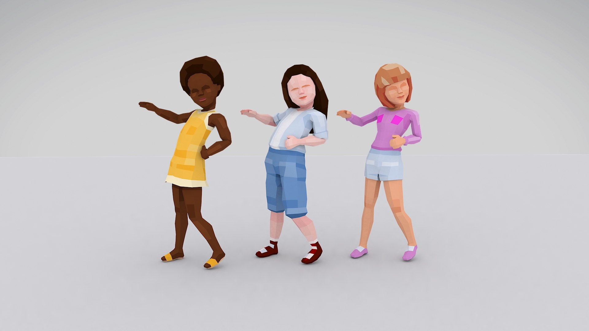 LowPoly Little Kids Rigged Bundle 3D Model - TurboSquid 1780379