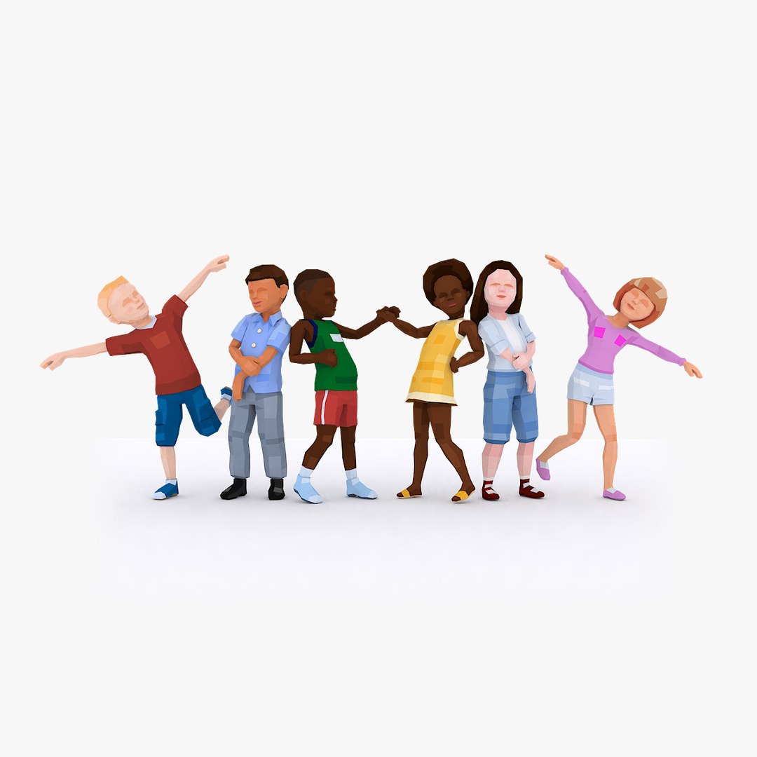 LowPoly Little Kids Rigged Bundle 3D Model - TurboSquid 1780379