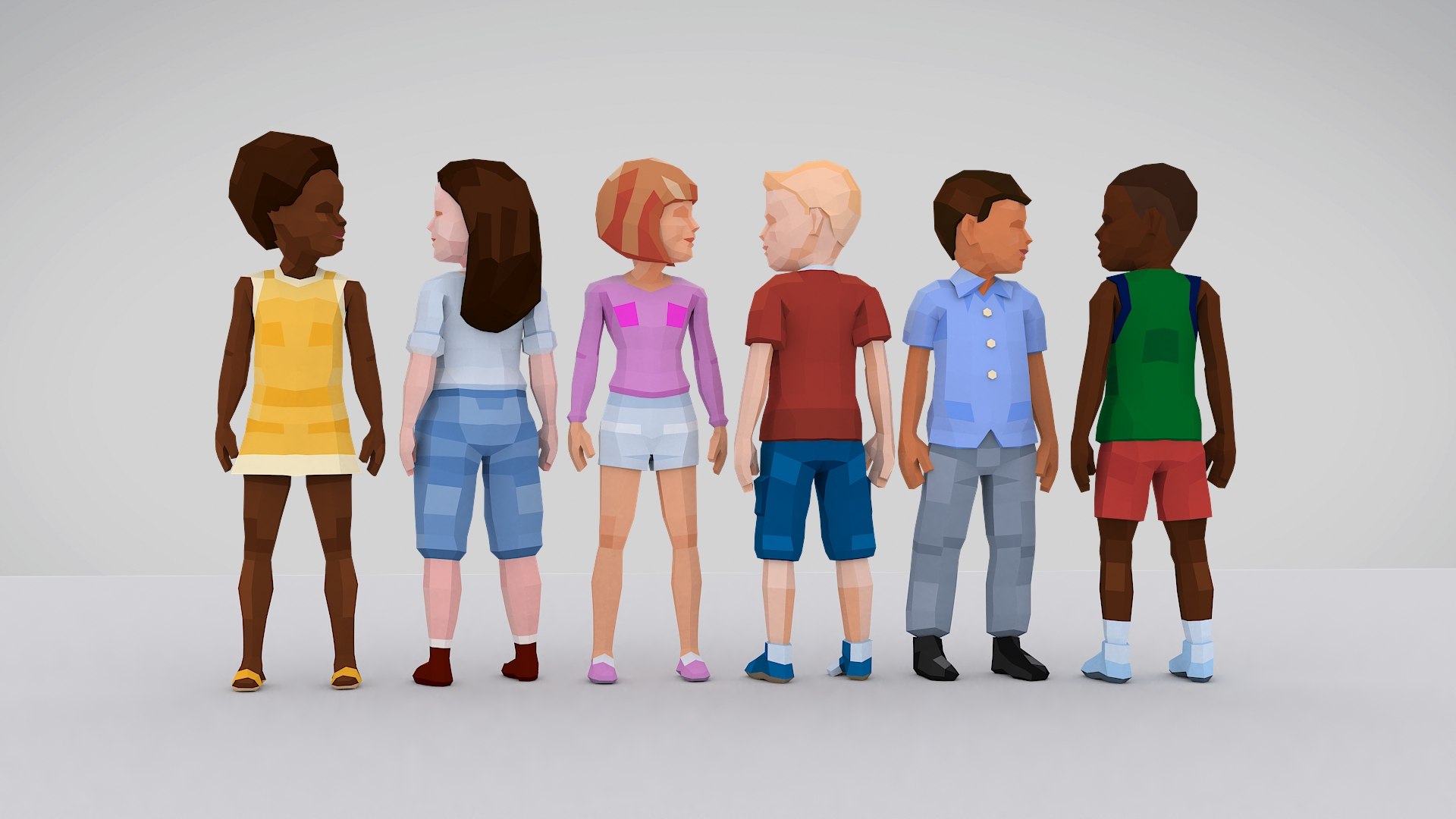 LowPoly Little Kids Rigged Bundle 3D Model - TurboSquid 1780379