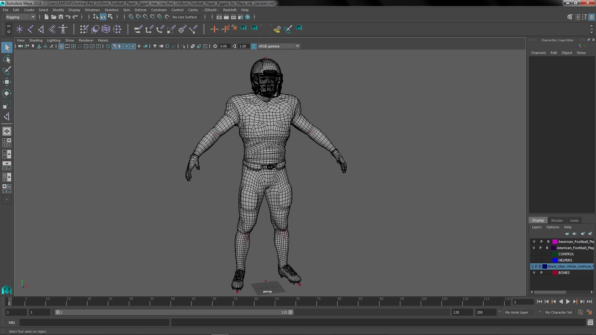3D model Red Uniform Football Player Rigged for Maya - TurboSquid 2108591