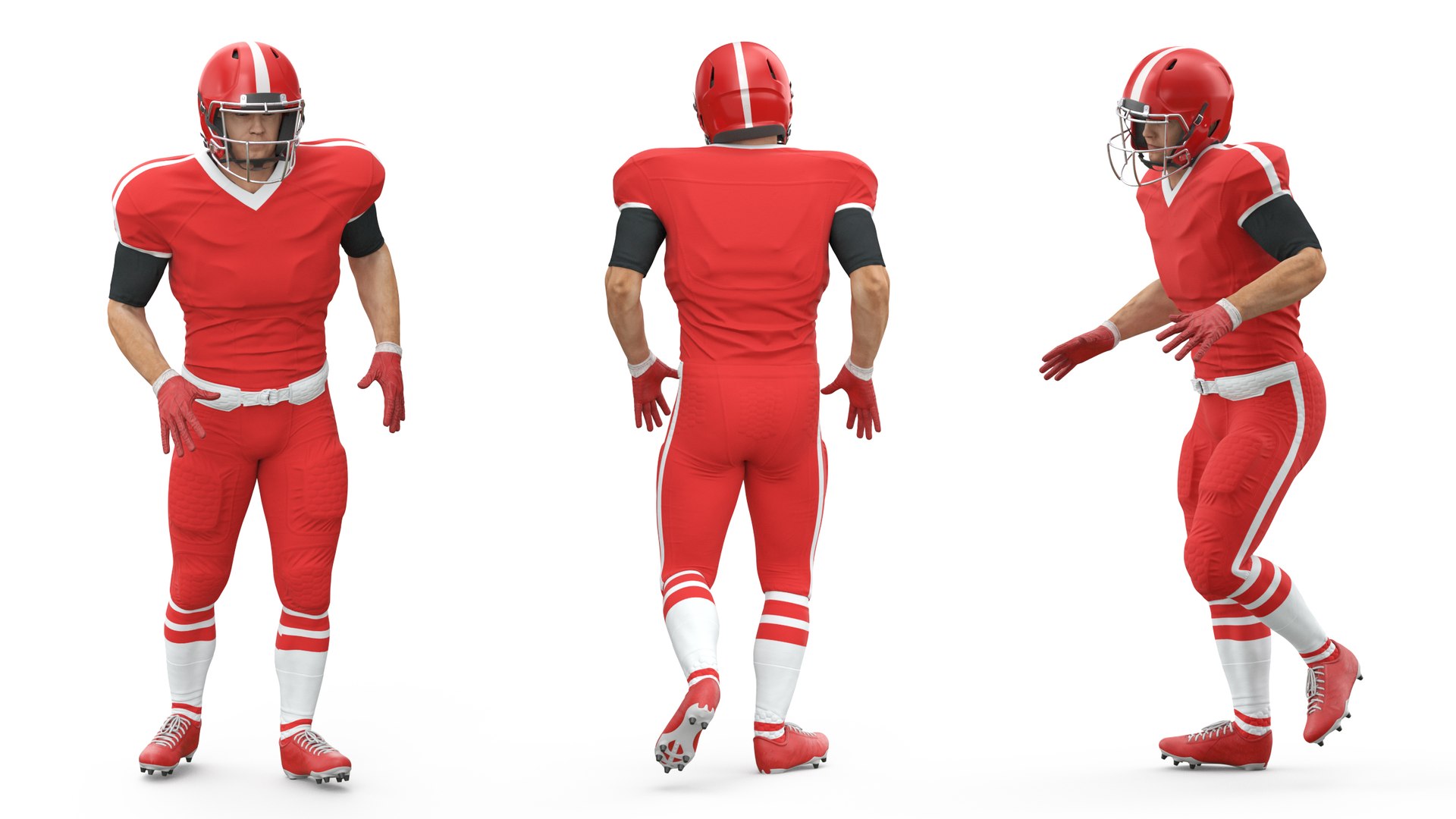 3D Model Red Uniform Football Player Rigged For Maya - TurboSquid 2108591