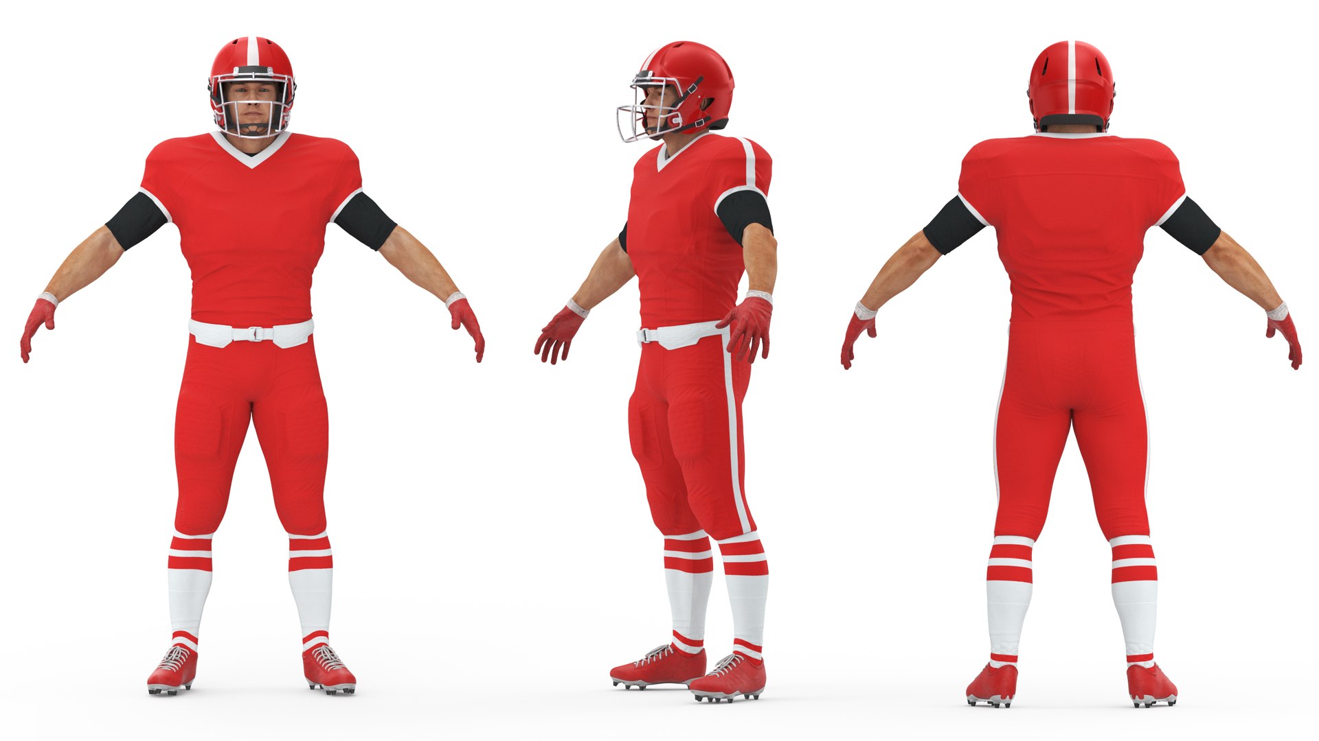 3D Model Red Uniform Football Player Rigged For Maya - TurboSquid 2108591