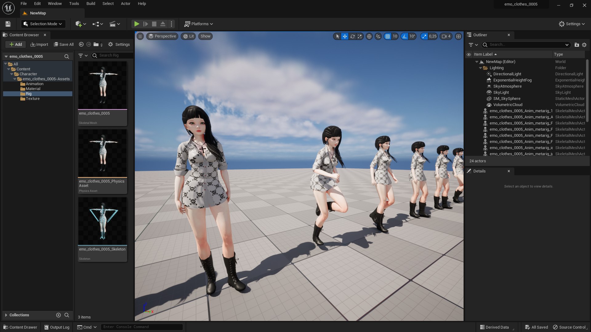 Emo Clothing 0005 - UE5 - Unity - Blender - Animated - Realistic Female Character 3D ...