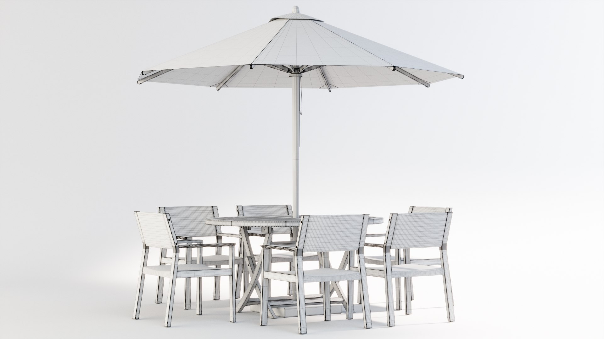 3D model Outdoor dining set with parasol - TurboSquid 2151742
