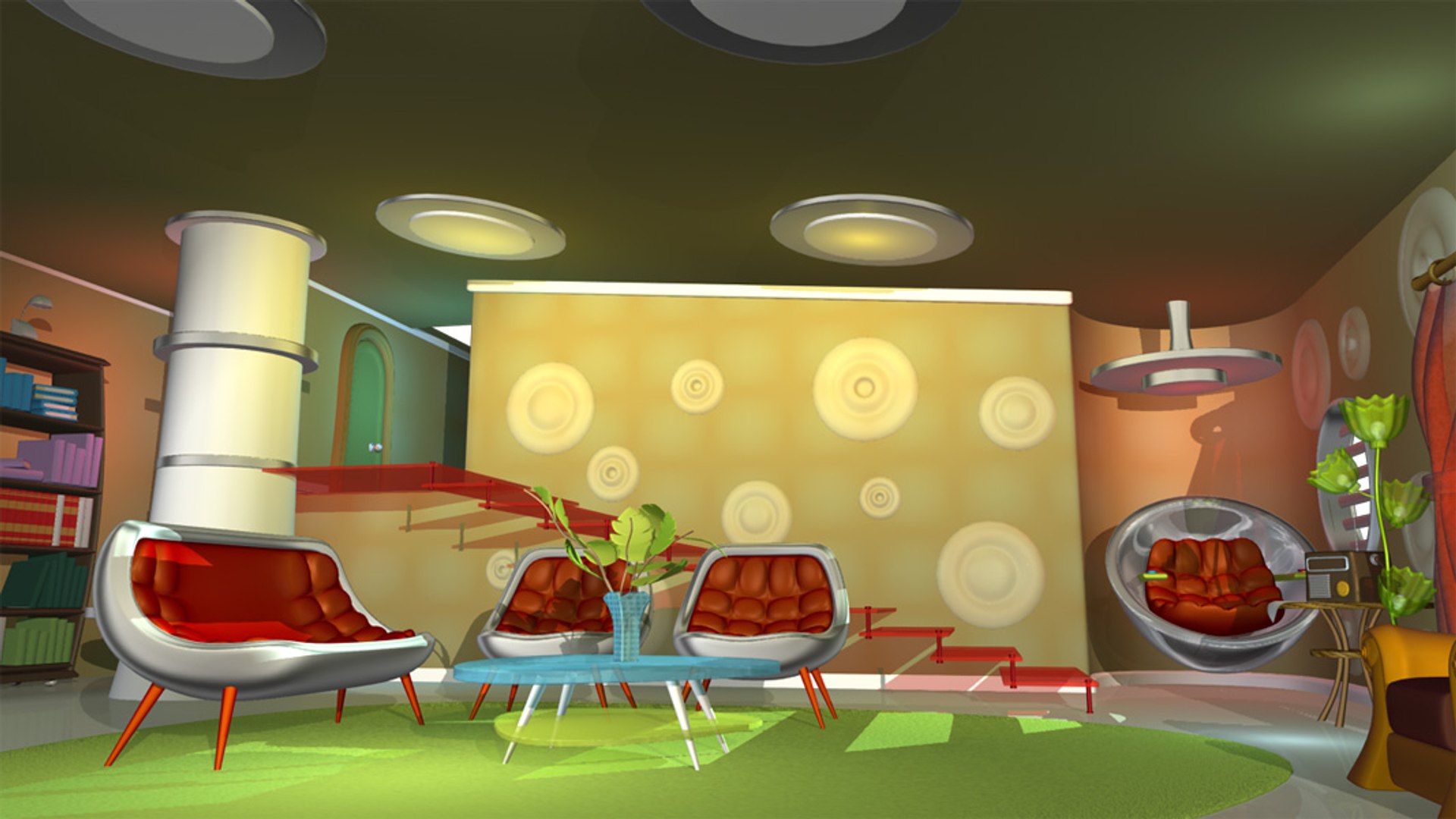 Cartoon Space Room 3d Obj