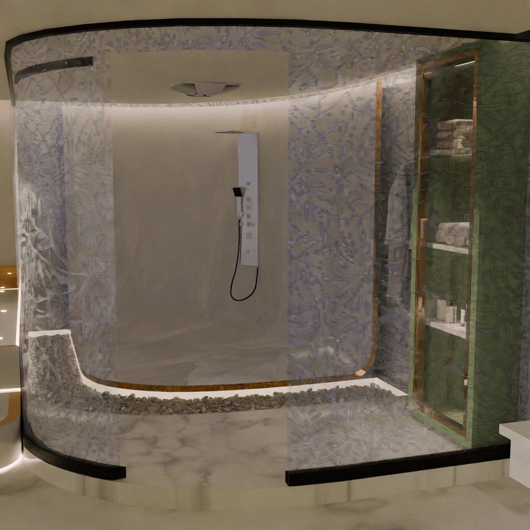 3D Shower Area In Bathroom - TurboSquid 2193954
