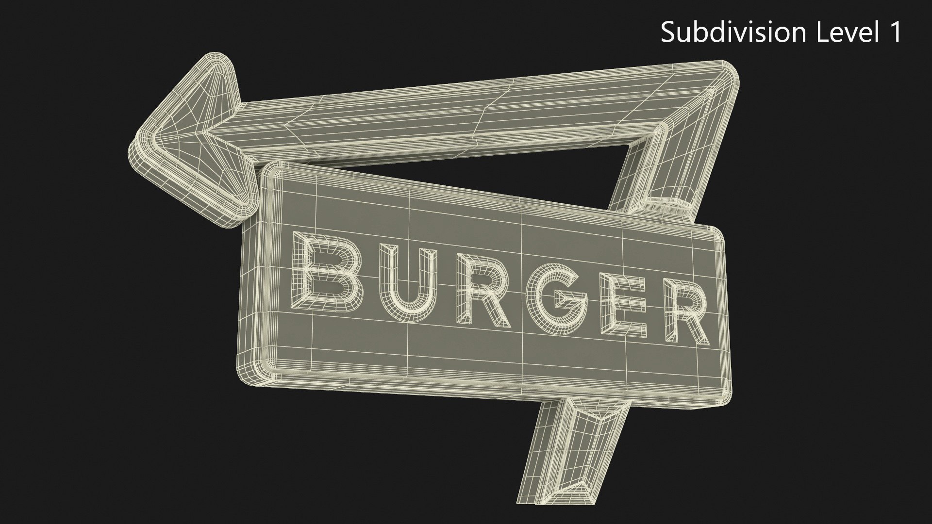 Black Gold Burger Sign 3D Model - TurboSquid 2277614