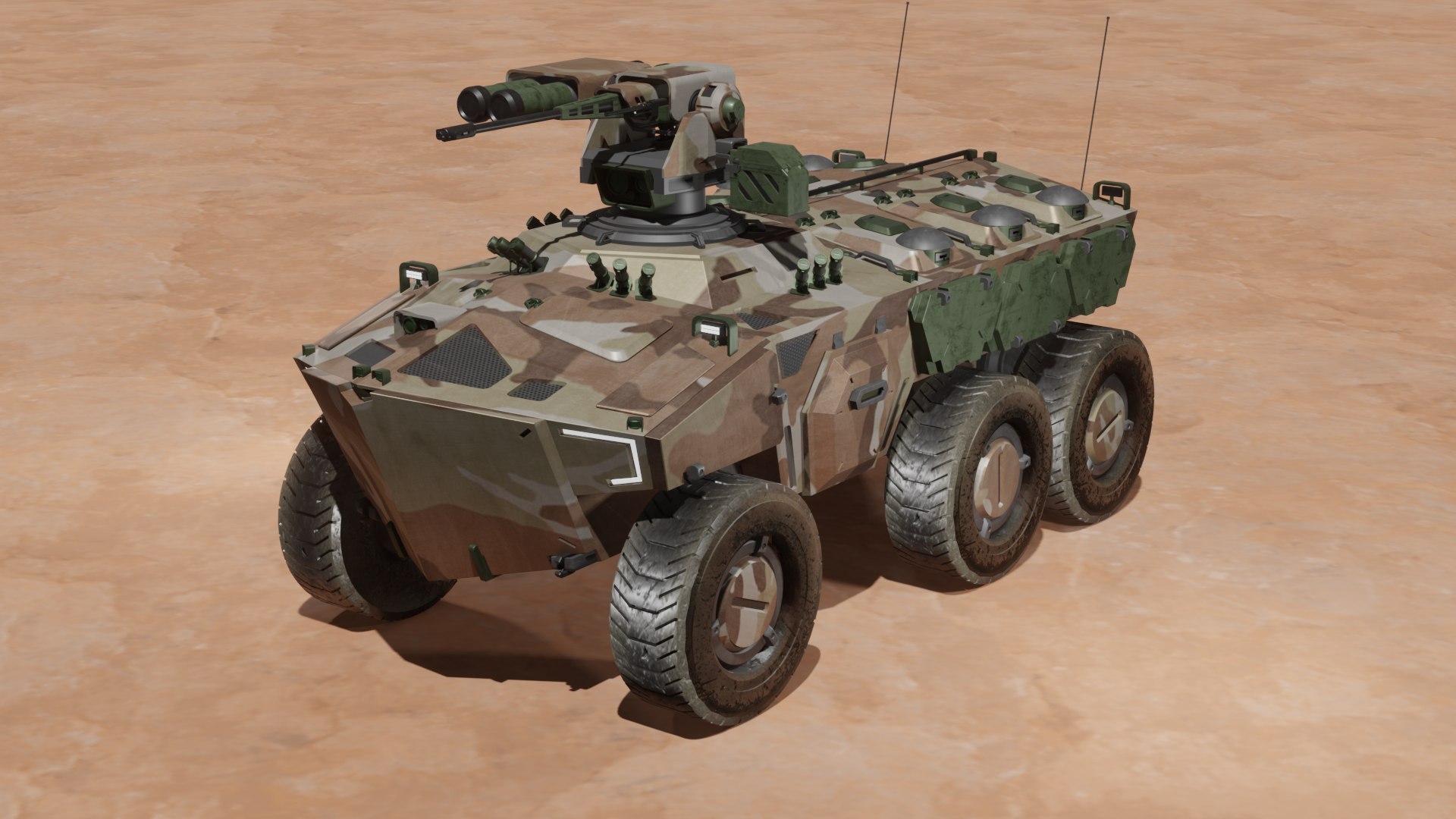 3D Sci-fi APC Desert Camouflage Model - TurboSquid 2128420