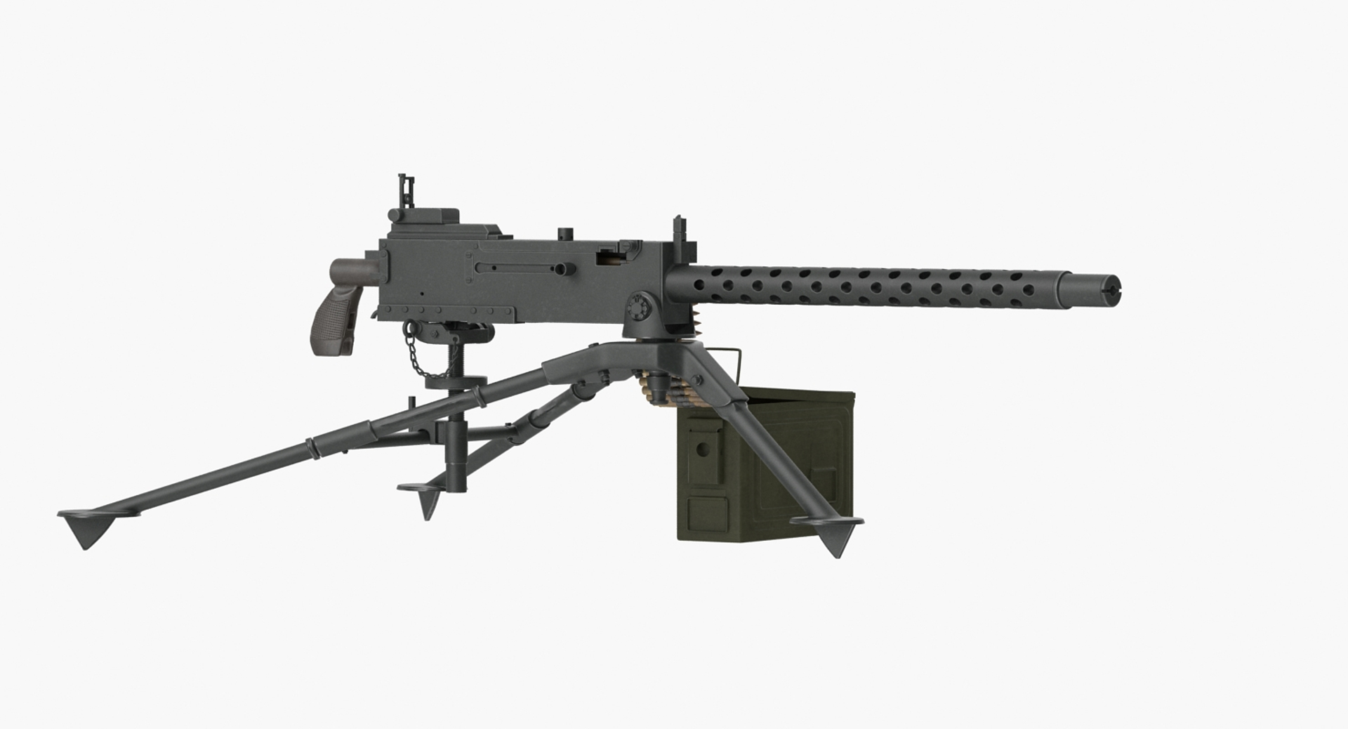 M1919 Browning 30cal Machine Gun 3d 3ds