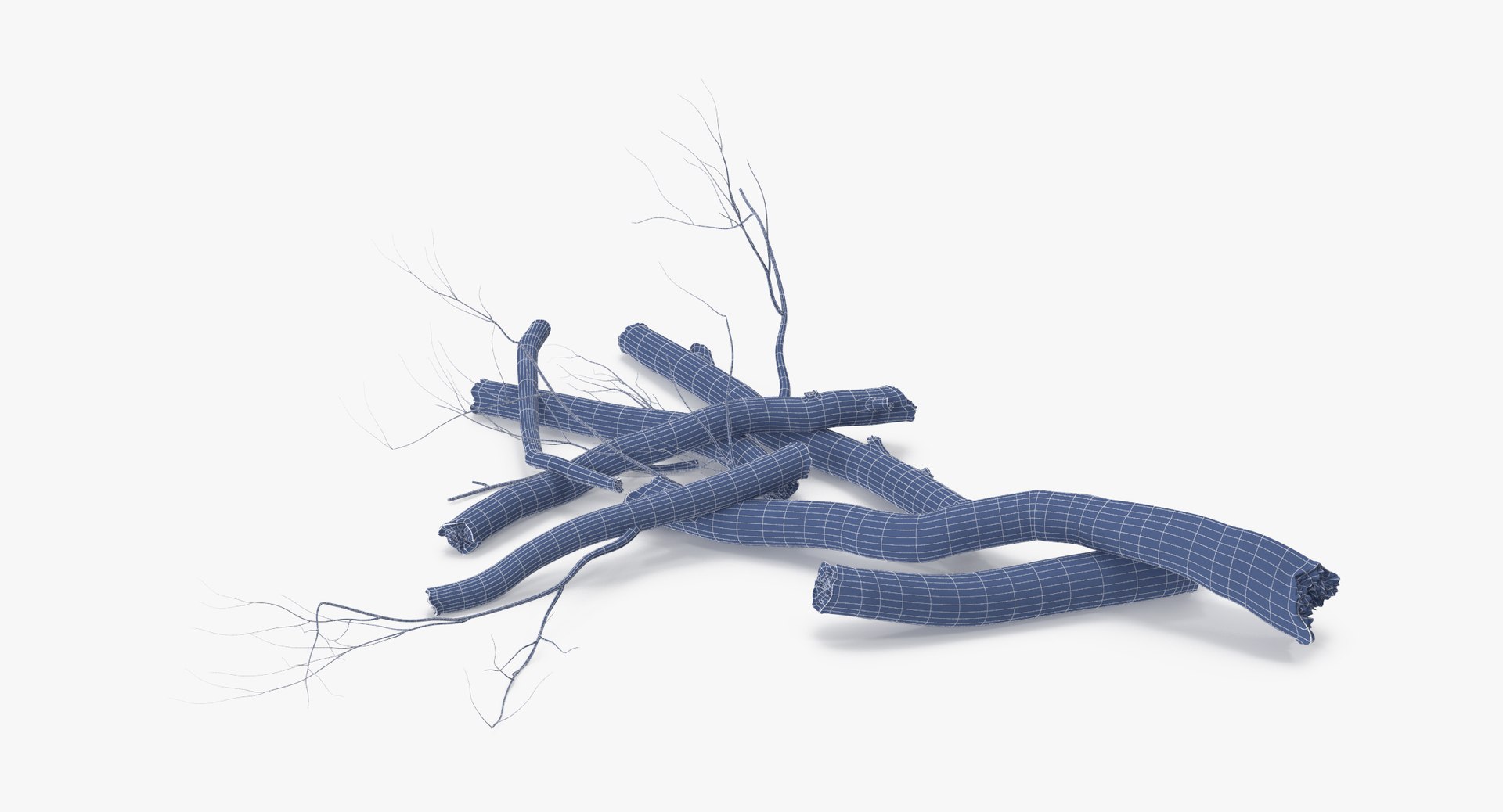 fallen logs birch 3d model