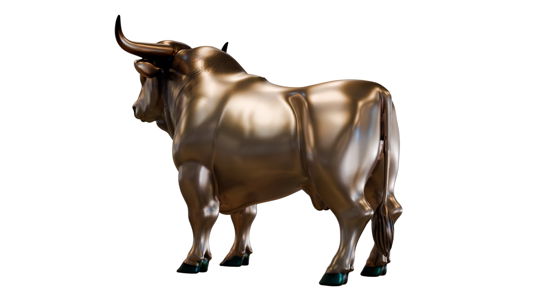 Golden Bull Statue 3D Model - High-Quality Metallic Sculpture 3D ...