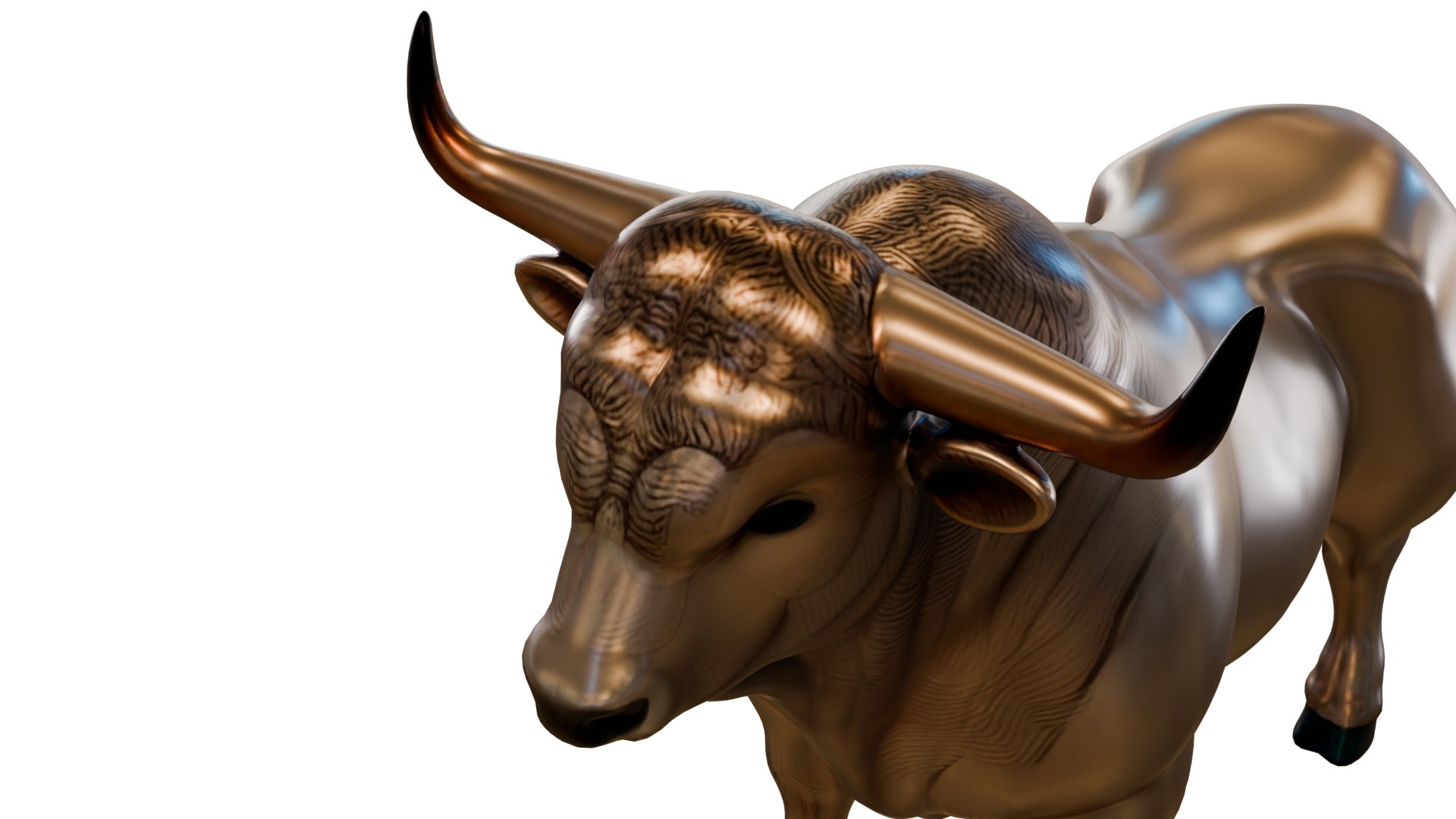 Golden Bull Statue 3D Model - High-Quality Metallic Sculpture 3D ...