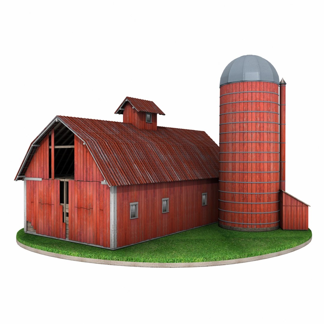 3d Farm Red Barn Silo