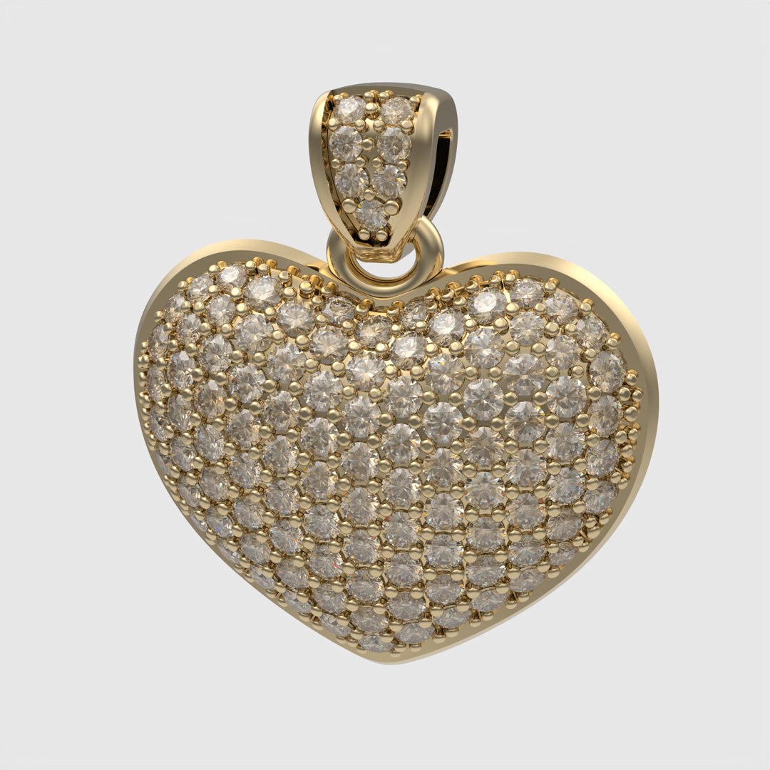 3D Pave Set Heart Pendant JDBCo - TurboSquid 2341272