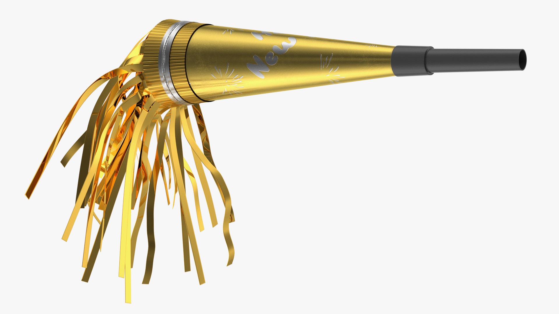 3D New Year Horn Noisemaker Golden - TurboSquid 2120450