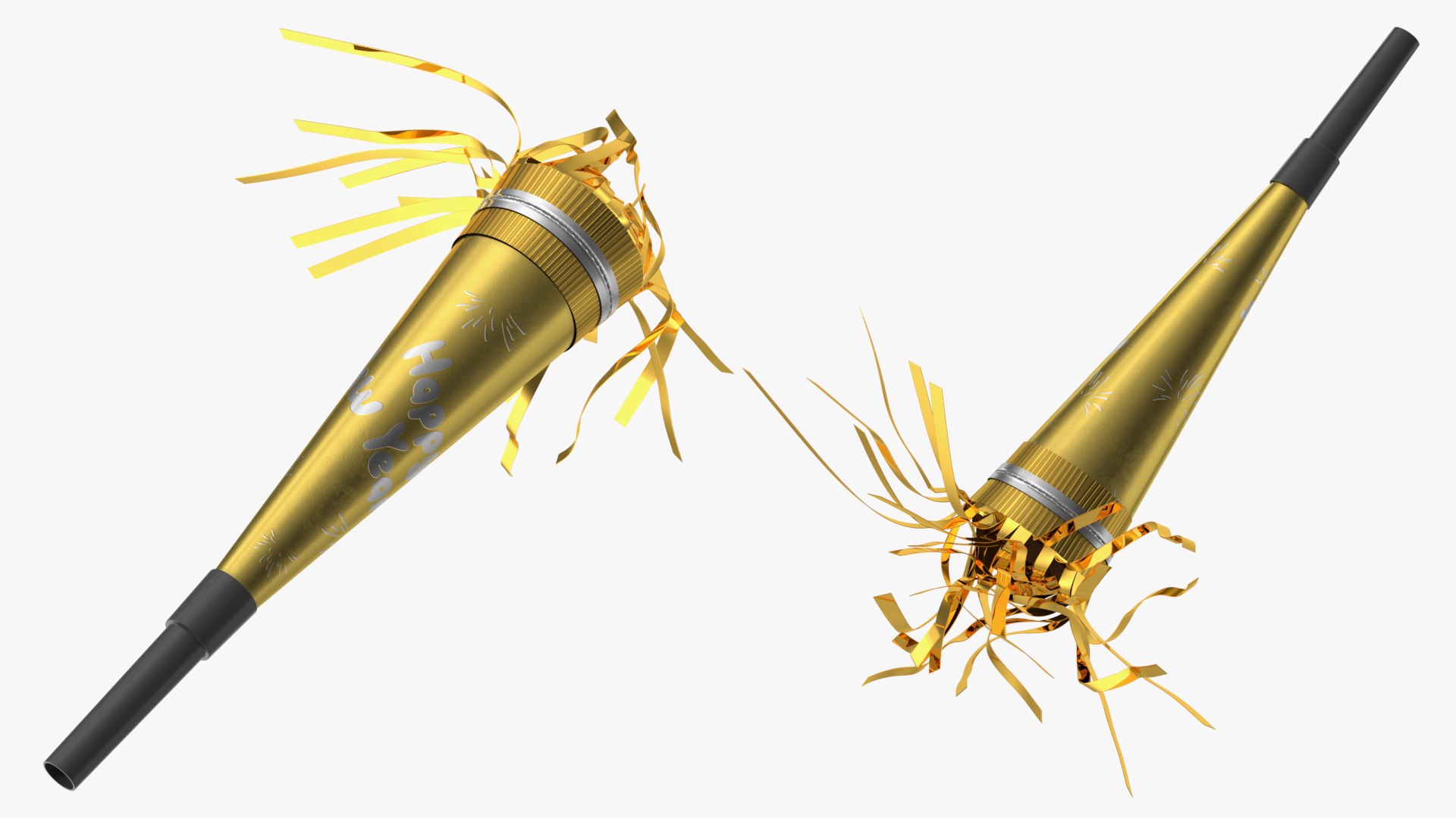 3D New Year Horn Noisemaker Golden - TurboSquid 2120450