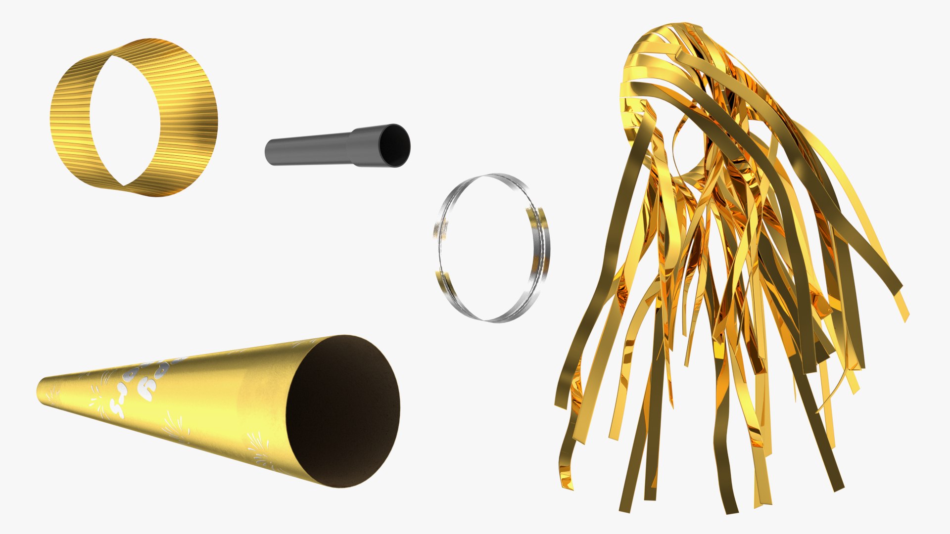 3D New Year Horn Noisemaker Golden - TurboSquid 2120450