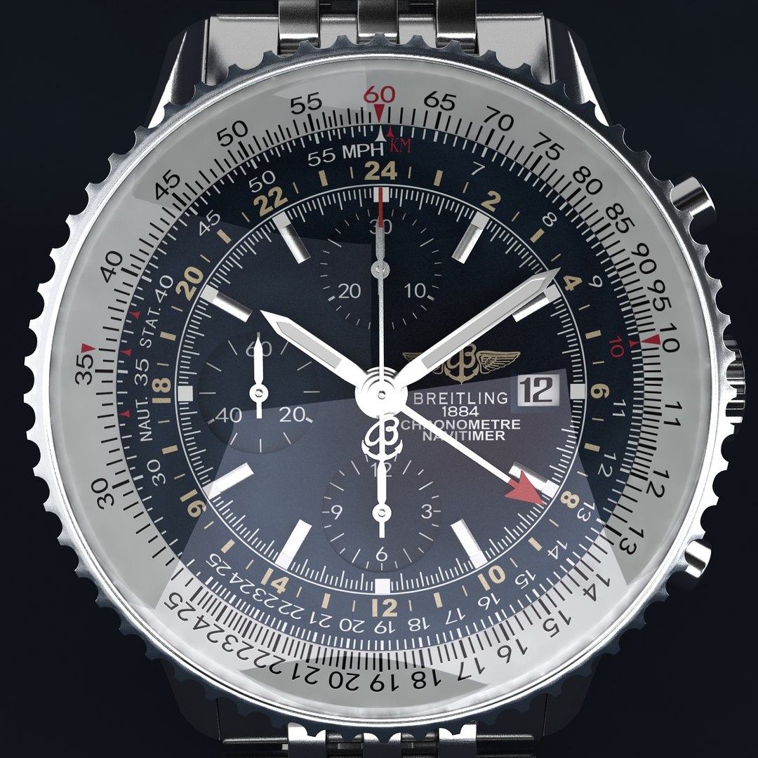 breitling navitimer world modeled 3d model