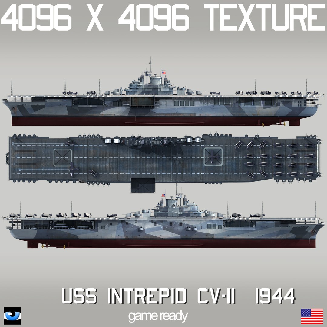 Uss Intrepid Cv-11 1944 3D Model - TurboSquid 1412564