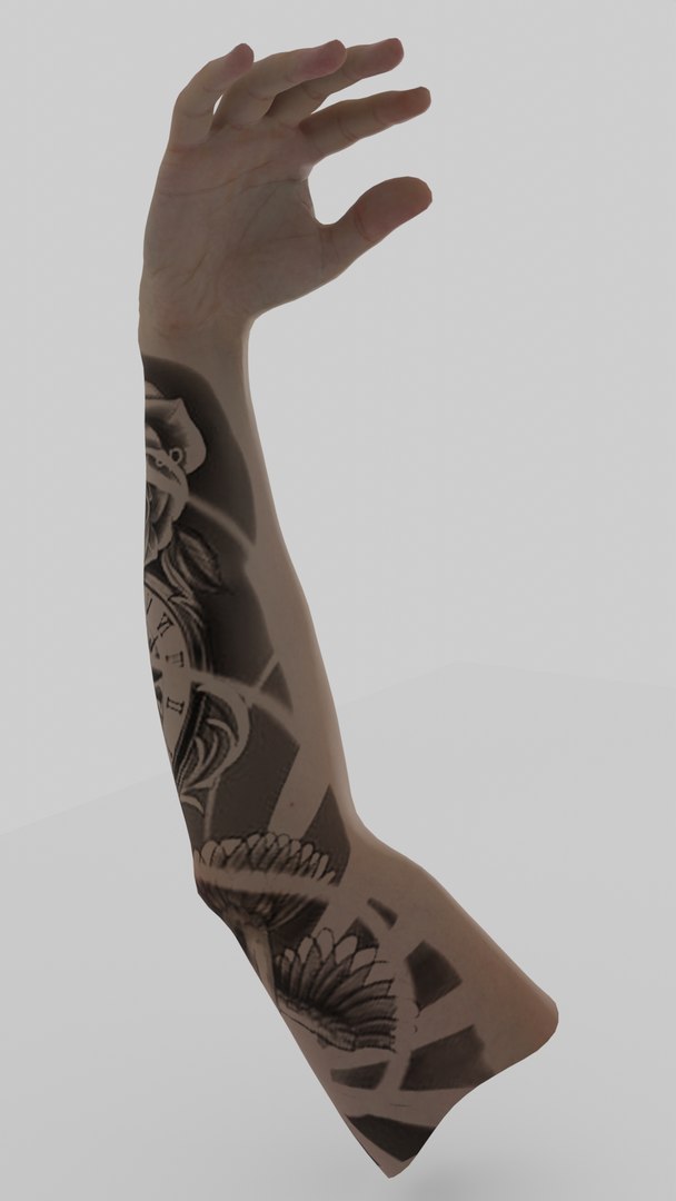 Hand Model Photorealistic With Plain And Tattoo Texture - Low-poly 3D ...