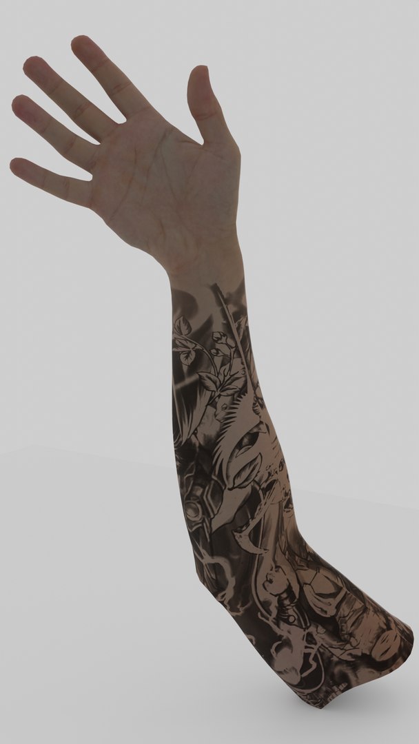 Hand Model Photorealistic With Plain And Tattoo Texture - Low-poly 3D ...
