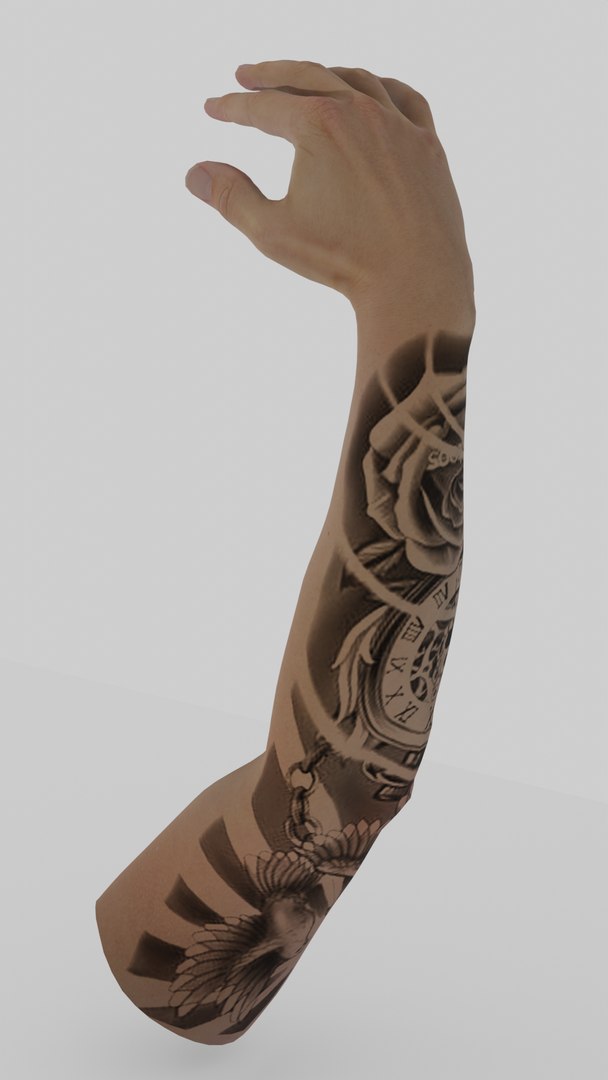 Hand Model Photorealistic With Plain And Tattoo Texture - Low-poly 3D ...