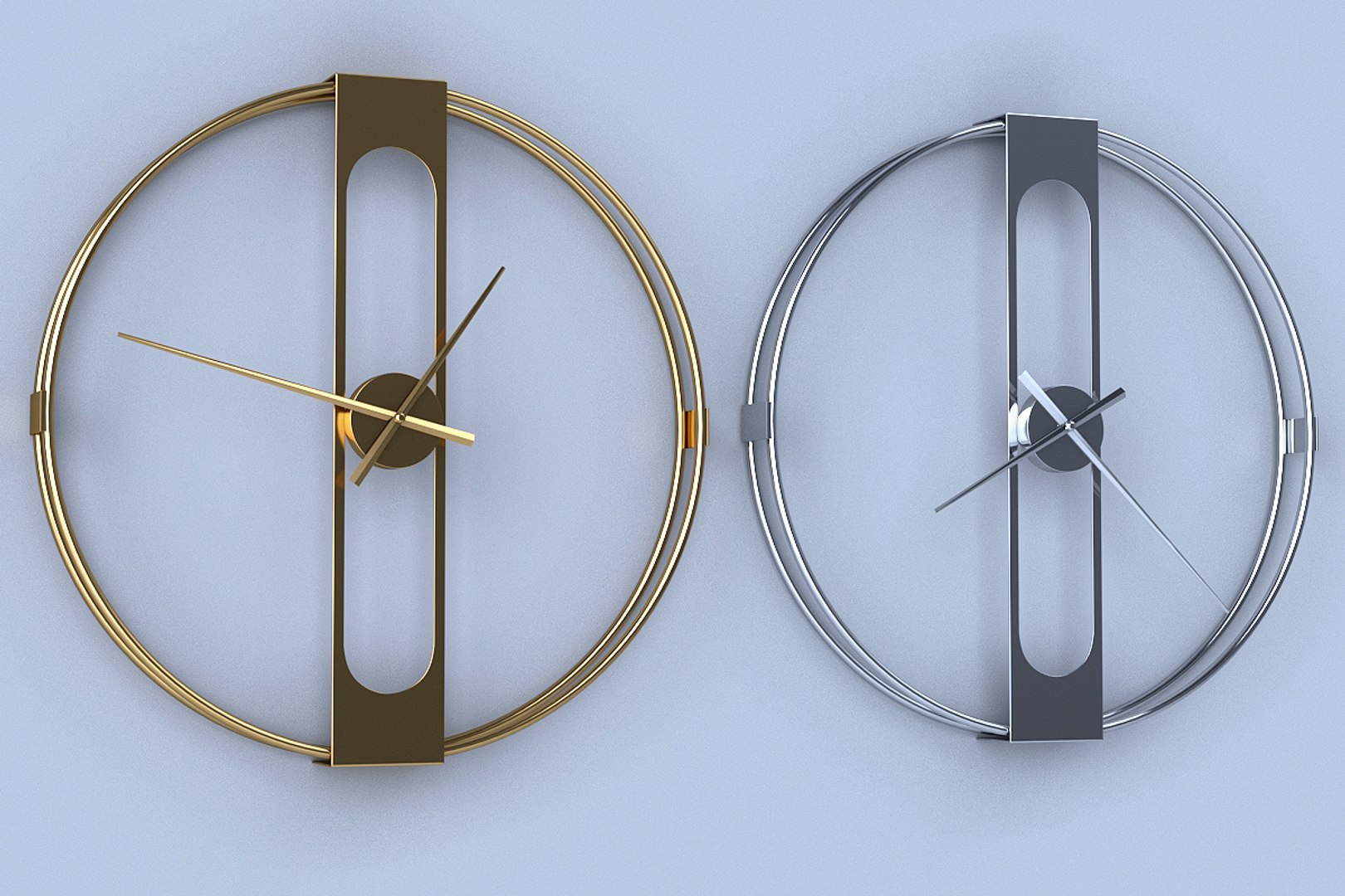Wall Clock Gold Silver 3D Model - TurboSquid 1335984