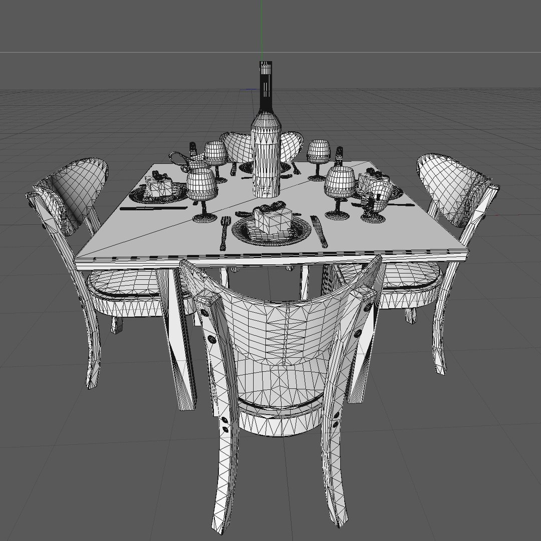 Oak Square Restaurant Dining Table 3d Model