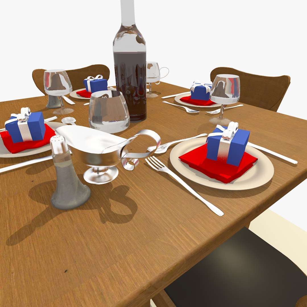 Oak Square Restaurant Dining Table 3d Model