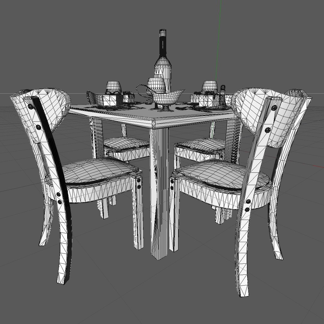 Oak Square Restaurant Dining Table 3d Model