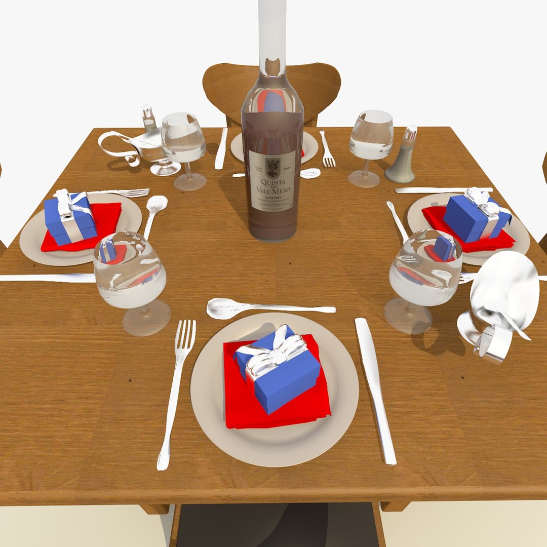 Oak Square Restaurant Dining Table 3d Model