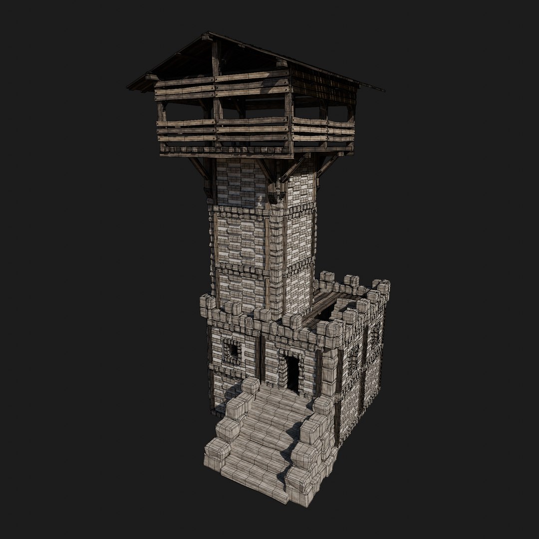 VIKING FORT NORSE FORTRESS CASTLE WALLS WATCHTOWER BUILDINGS 3D Model ...