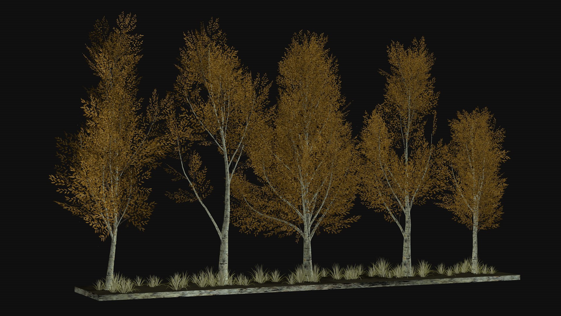 3D Autumn Low Poly Trees Five Birches Low-poly - TurboSquid 2320145