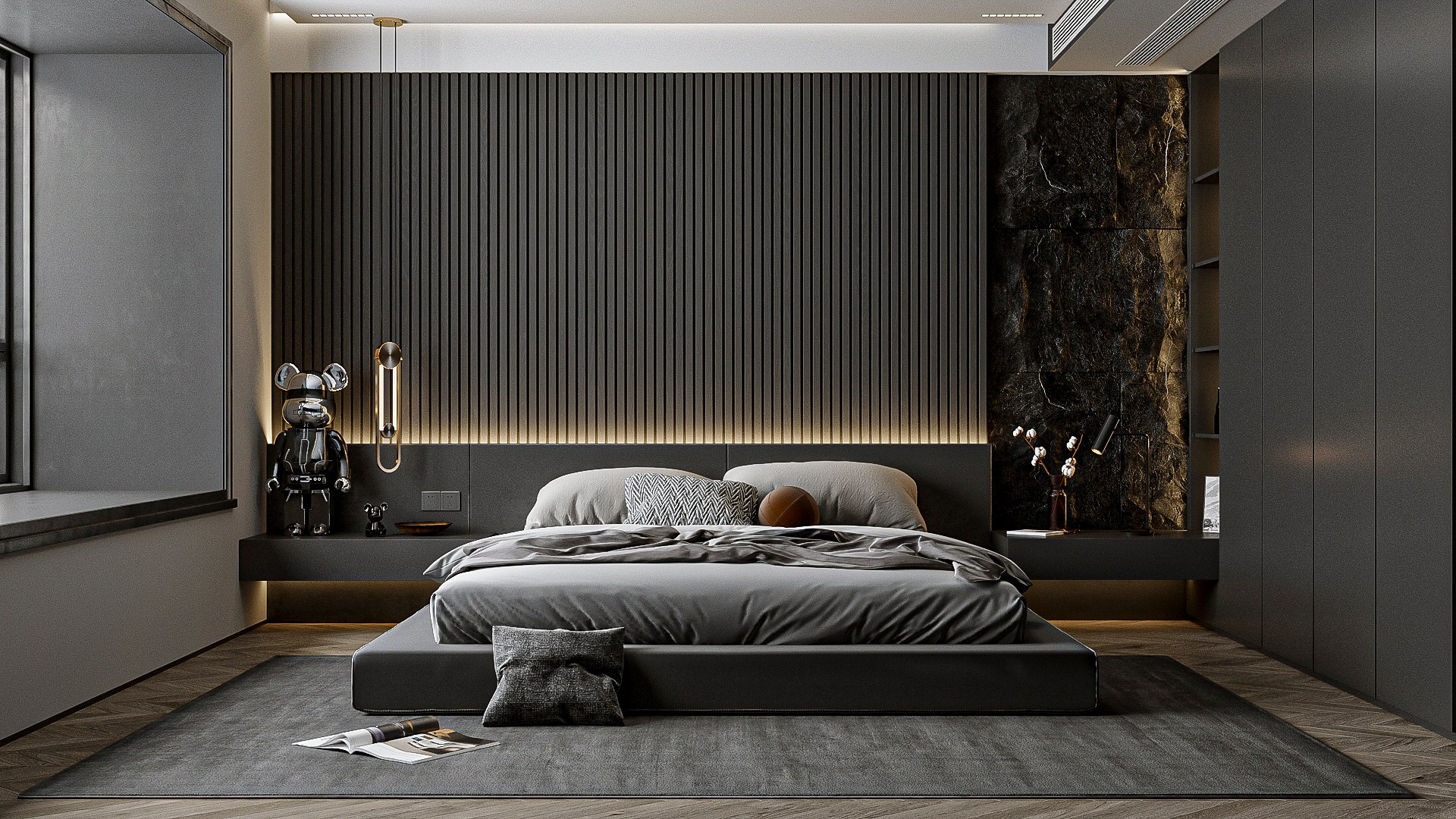 Black Modern Bedroom 01 3D Model - TurboSquid 1955484