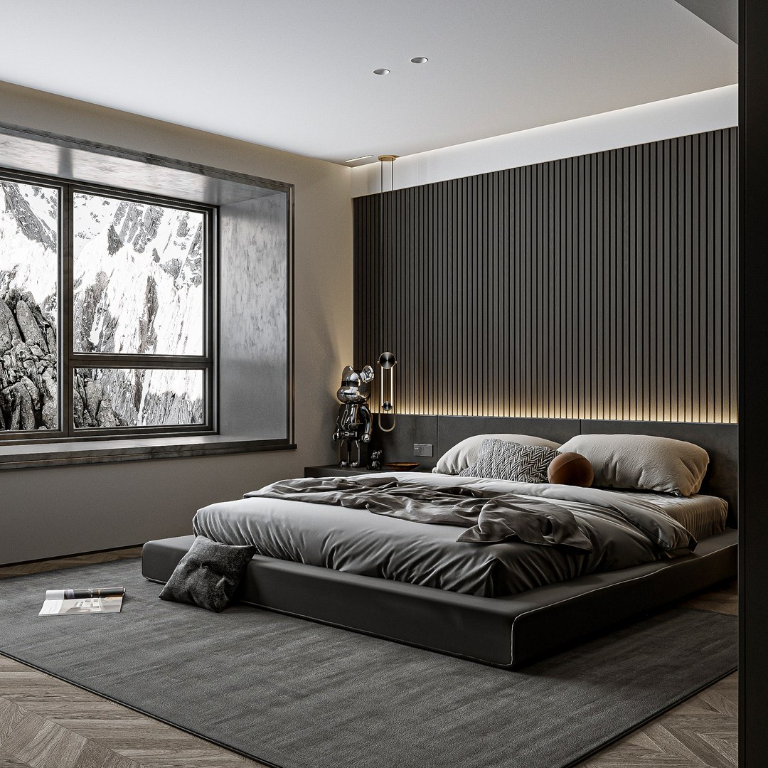 Black Modern Bedroom 01 3D Model - TurboSquid 1955484