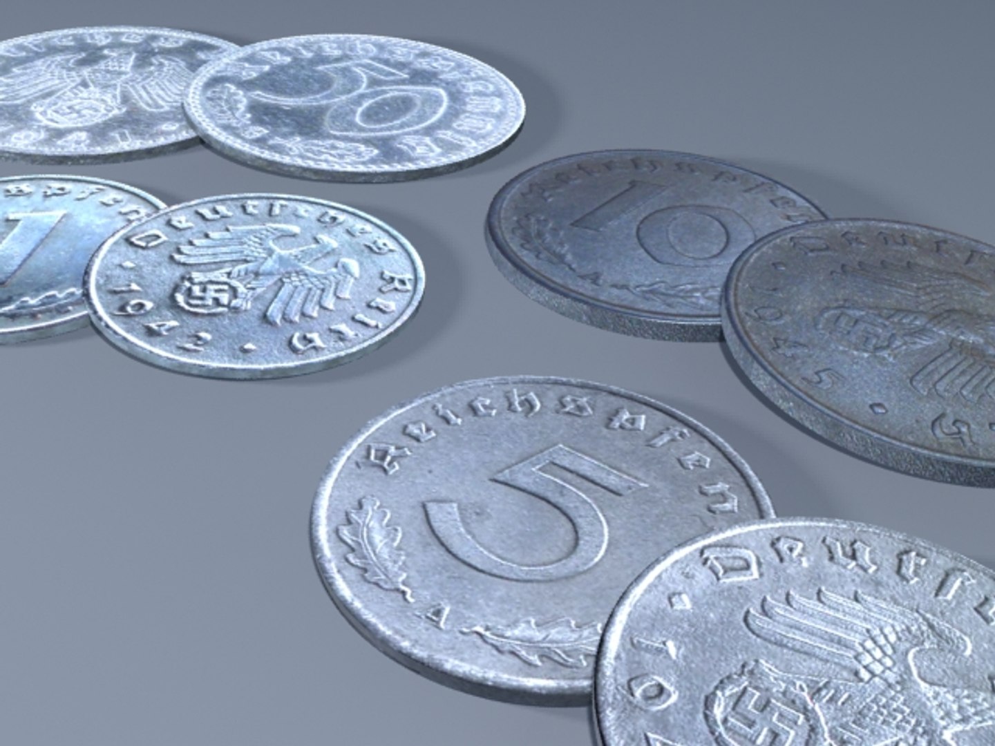 3d model reichspfennigs coins