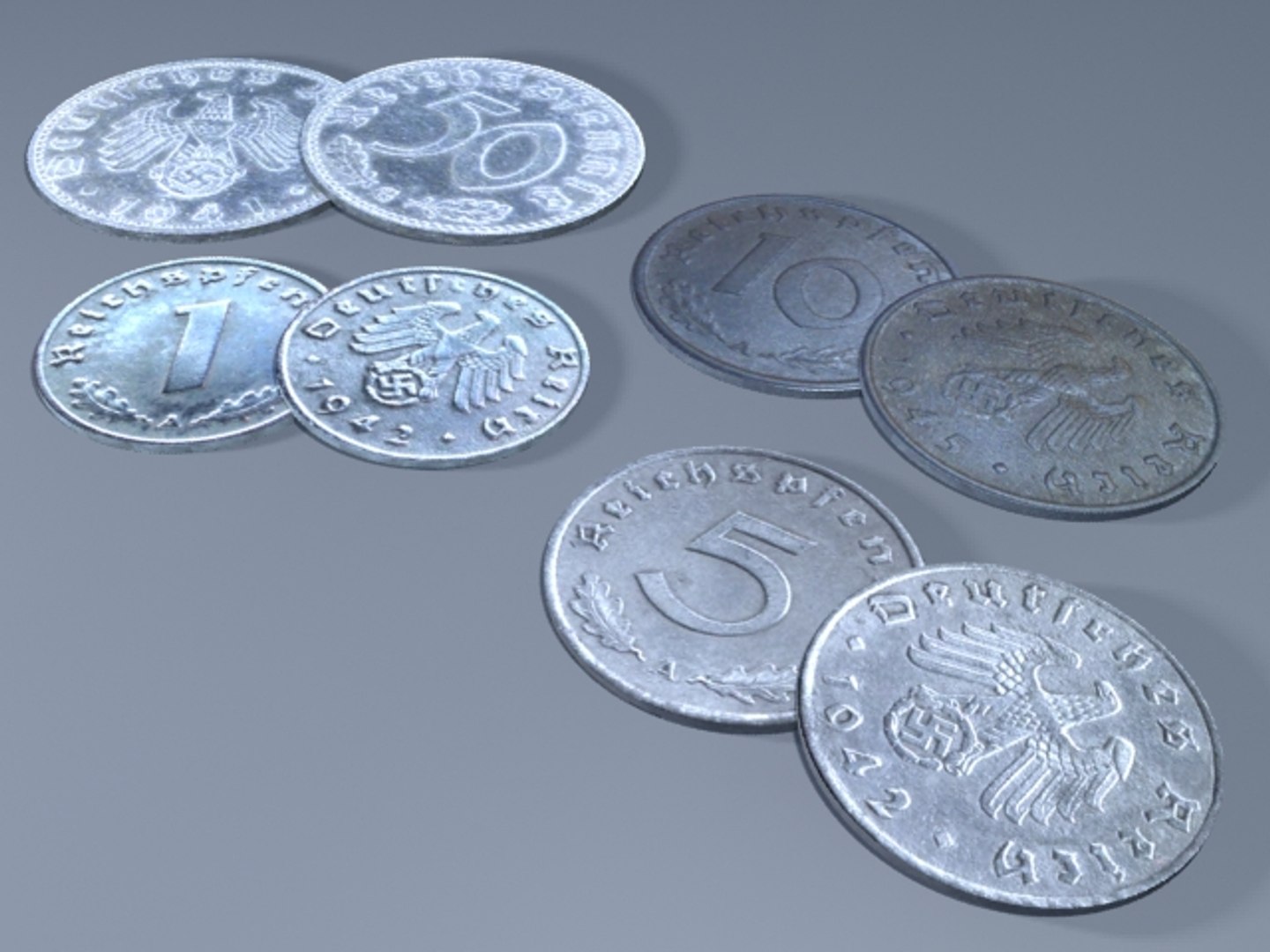 3d model reichspfennigs coins