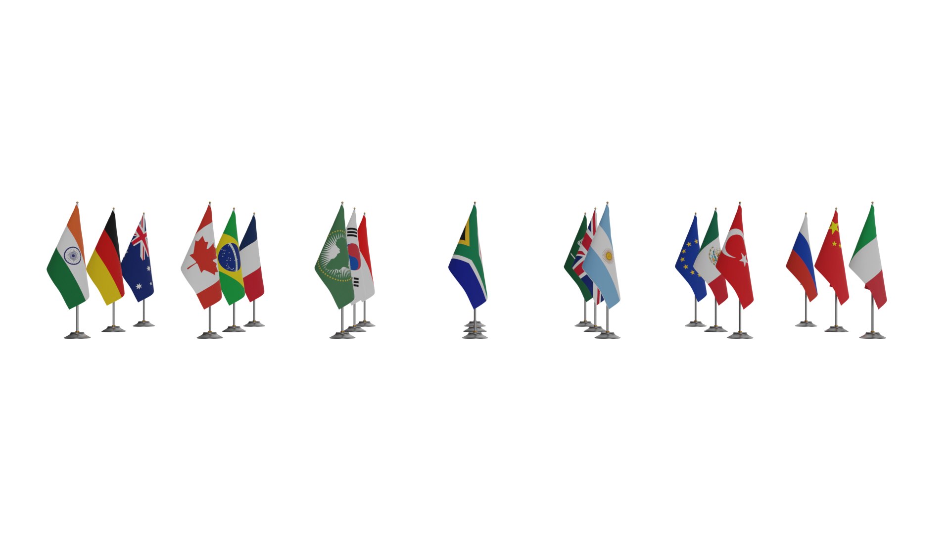 Flags Of G 20 Countries 3D Model - TurboSquid 2234763