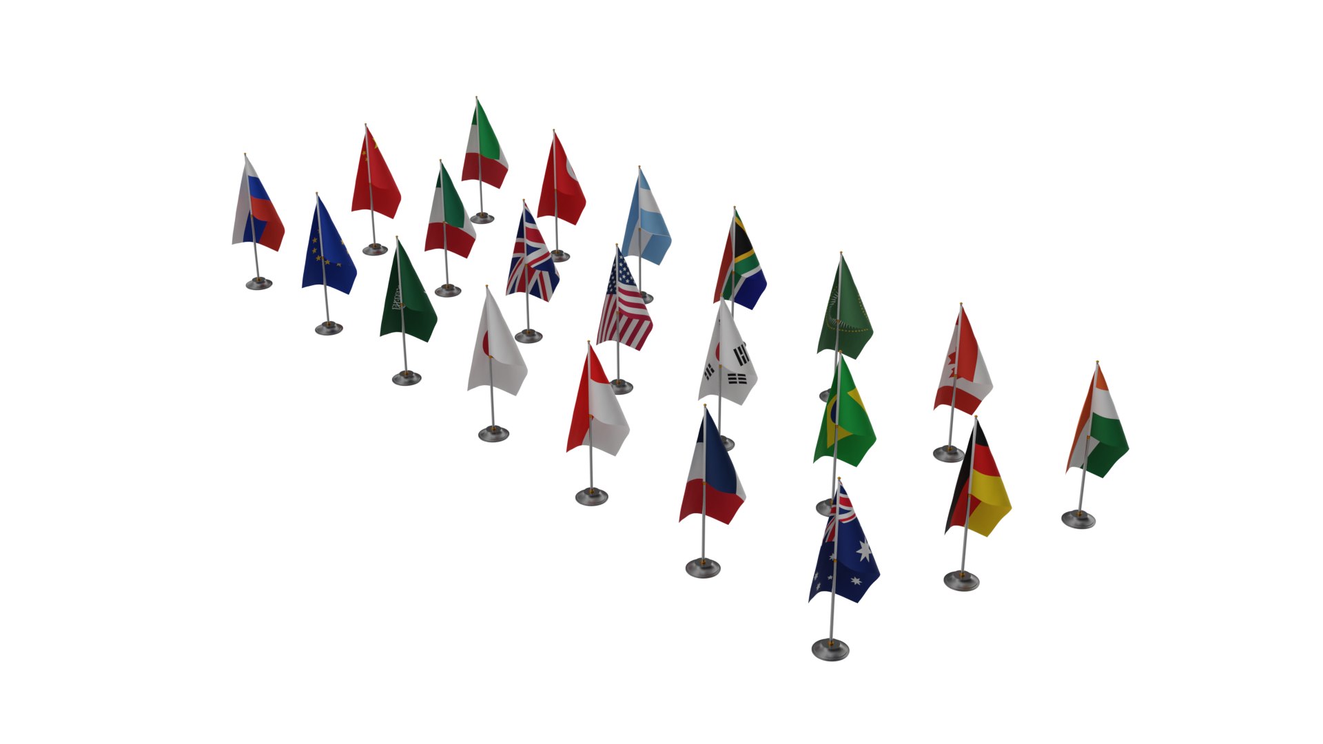 Flags Of G 20 Countries 3D Model - TurboSquid 2234763