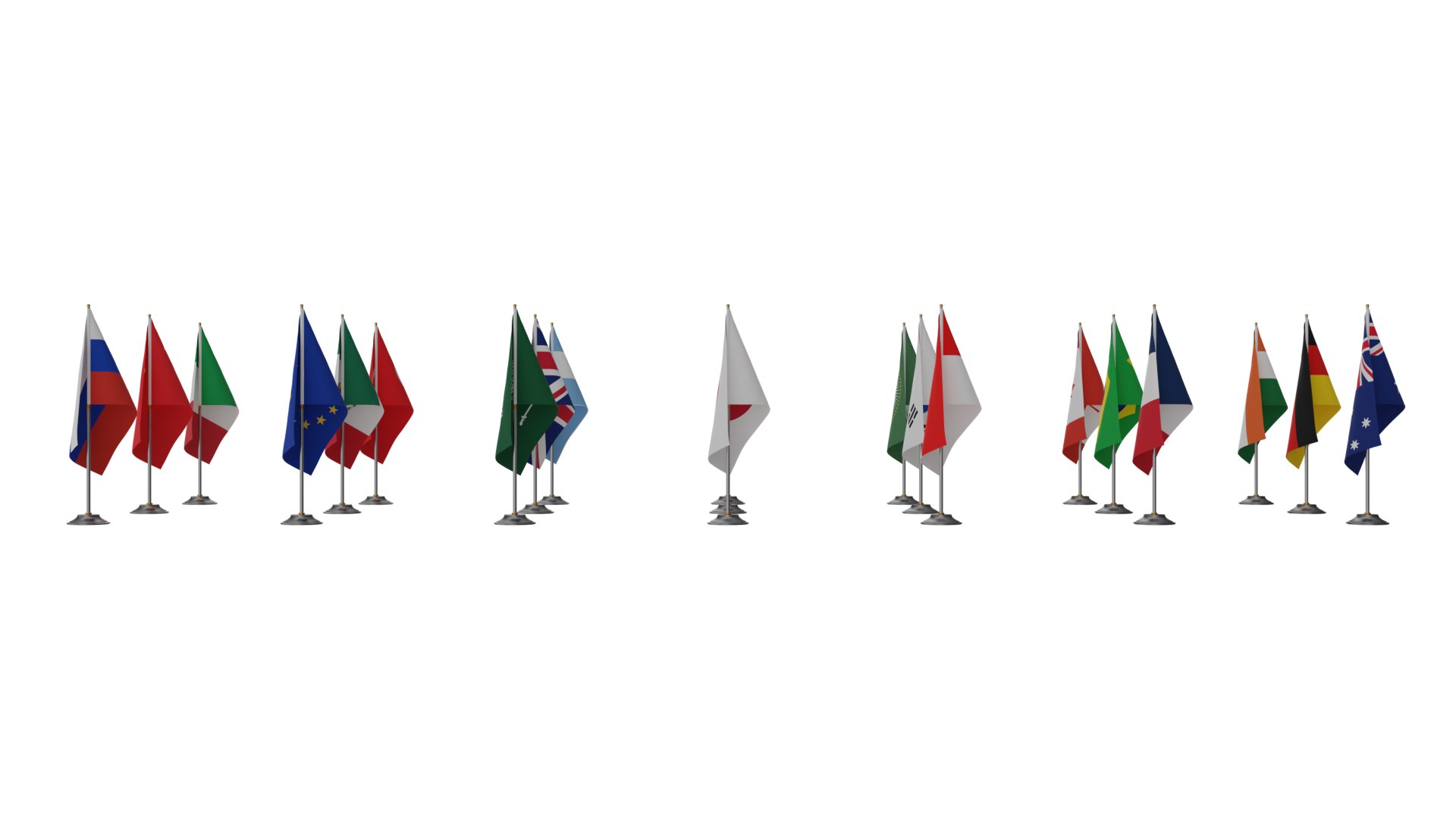 Flags Of G 20 Countries 3D Model - TurboSquid 2234763